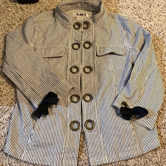 Amx | Jackets & Coats | Amx Blue Striped Jacket Petite Large | Poshmark